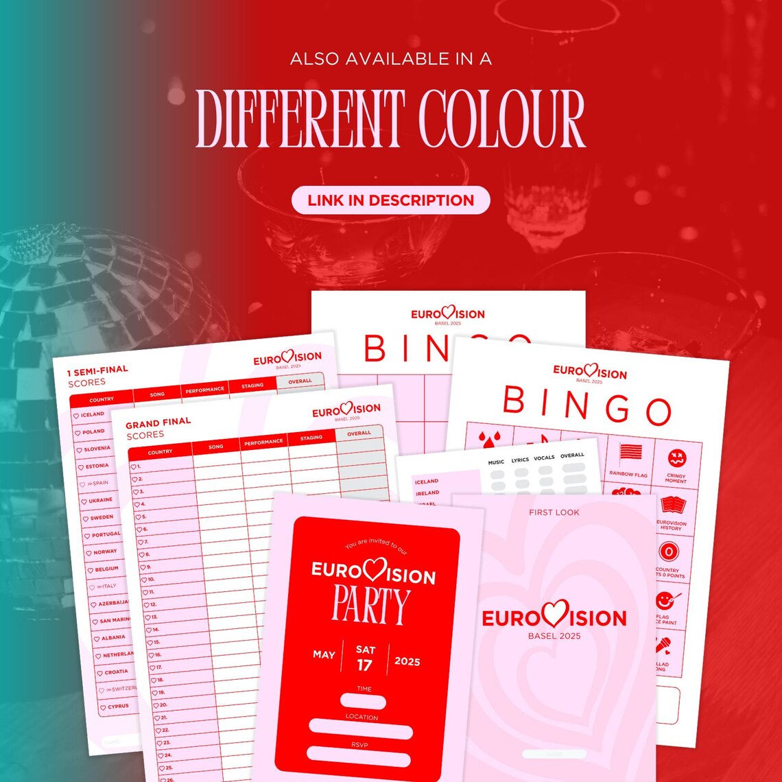Eurovision 2025 Printable Party Bundle - Eurovision Scorecard ...