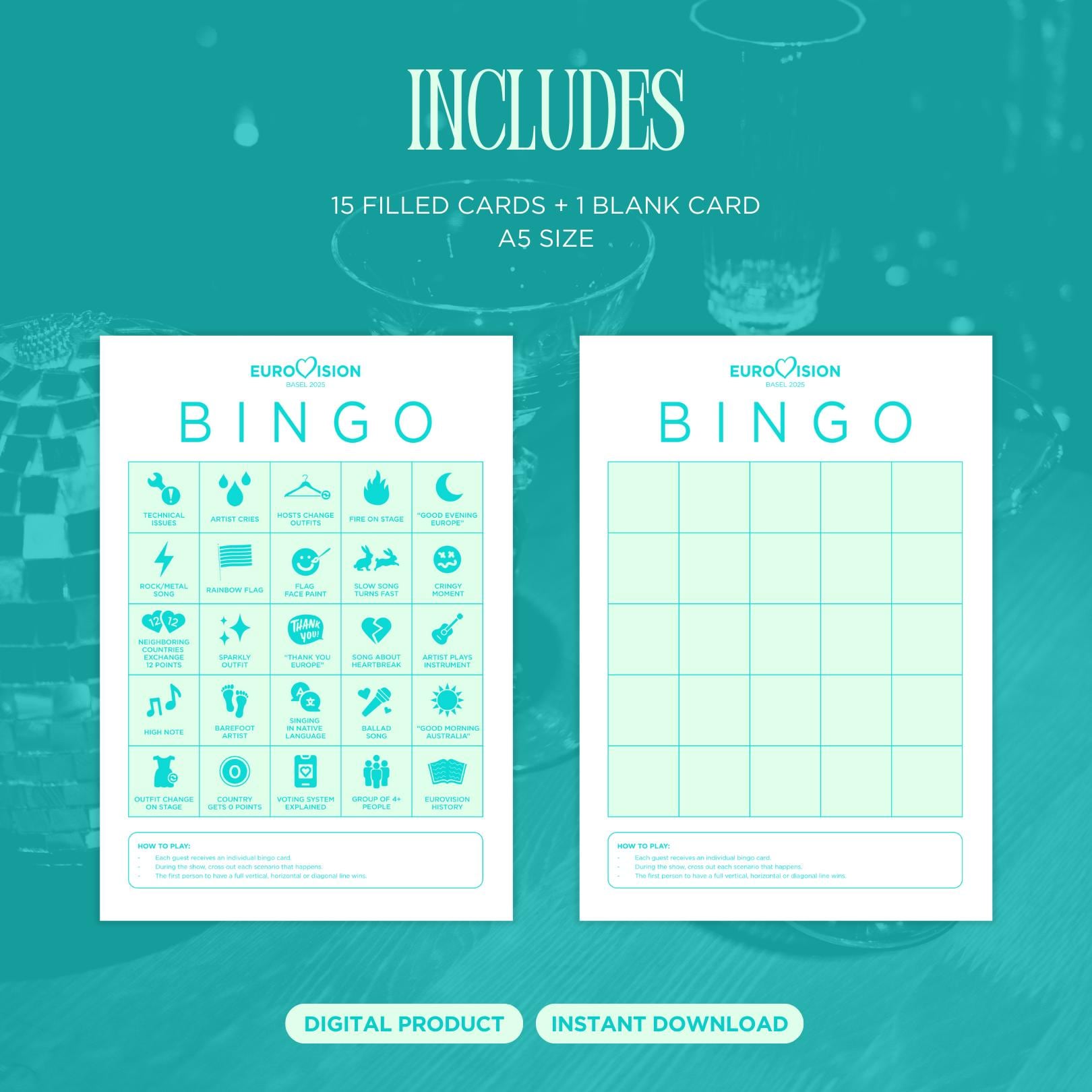 Eurovision 2025 Basel Bingo - Eurovision Party Games - Printable ...