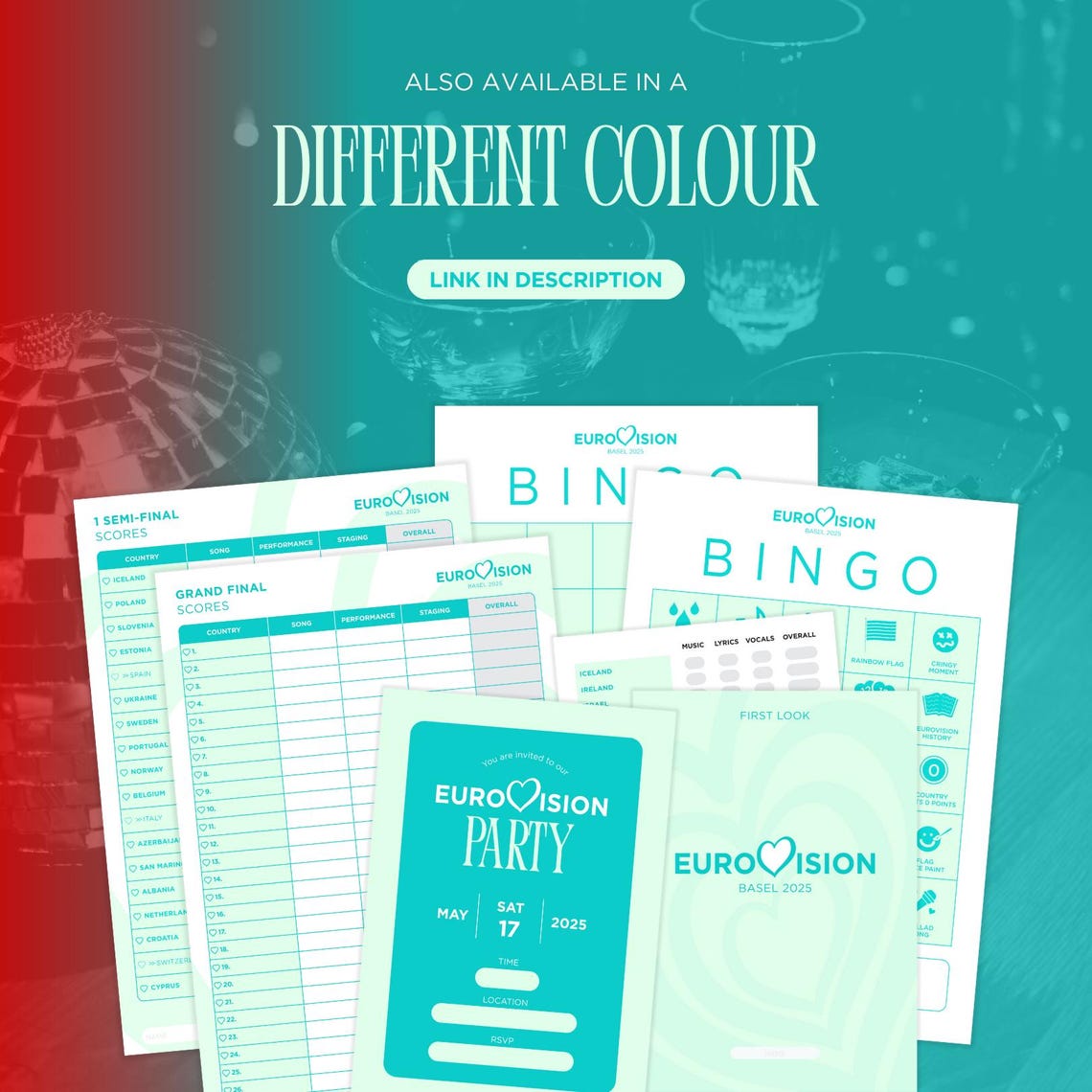 Eurovision 2025 Printable Party Bundle - Eurovision Scorecard ...