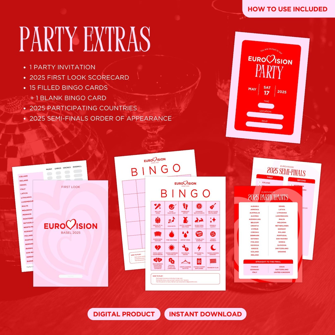 Eurovision 2025 Printable Party Bundle - Eurovision Scorecard ...