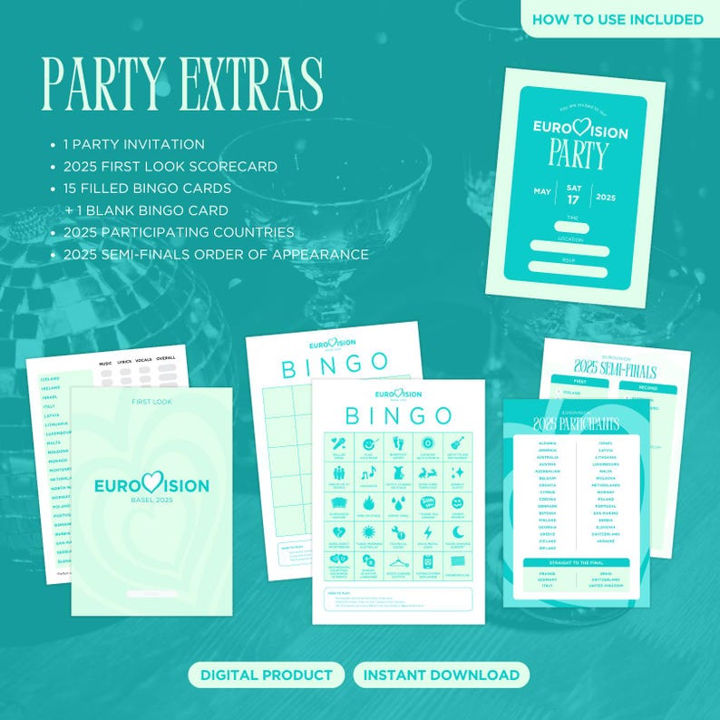 Eurovision 2025 Printable Party Bundle - Eurovision Scorecard ...