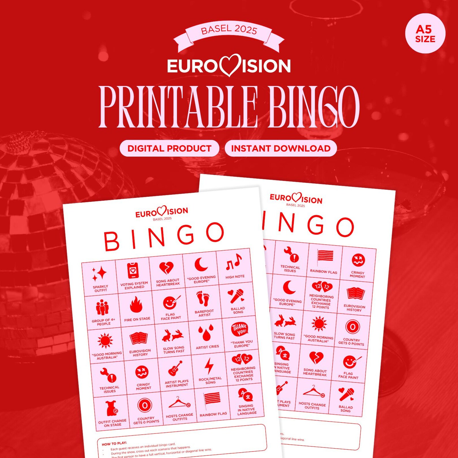 Eurovision 2025 Basel Bingo - Eurovision Party Games - Printable ...