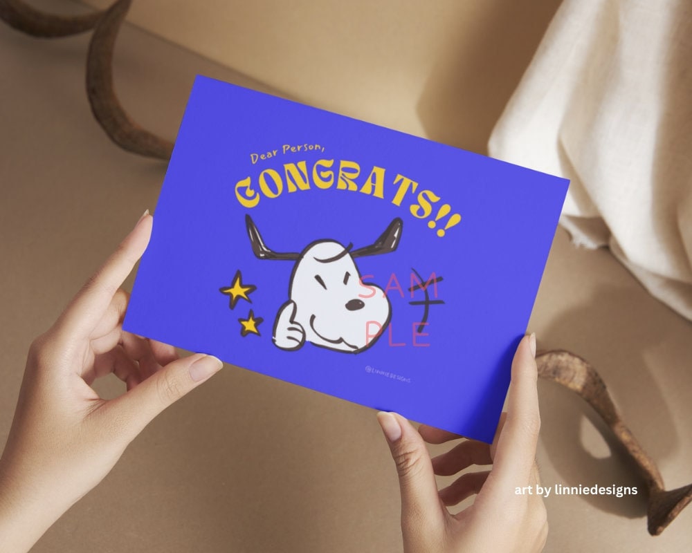 Congrats Snoopy Gift Card Design Digital Customisable Template Instant ...