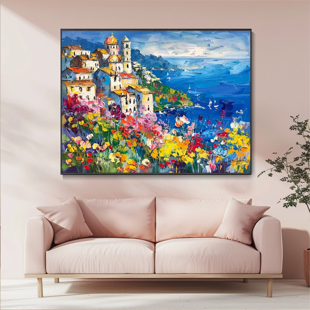 Mediterranean Style Landscape Abstract Textured Canvas Oil Painting ...
