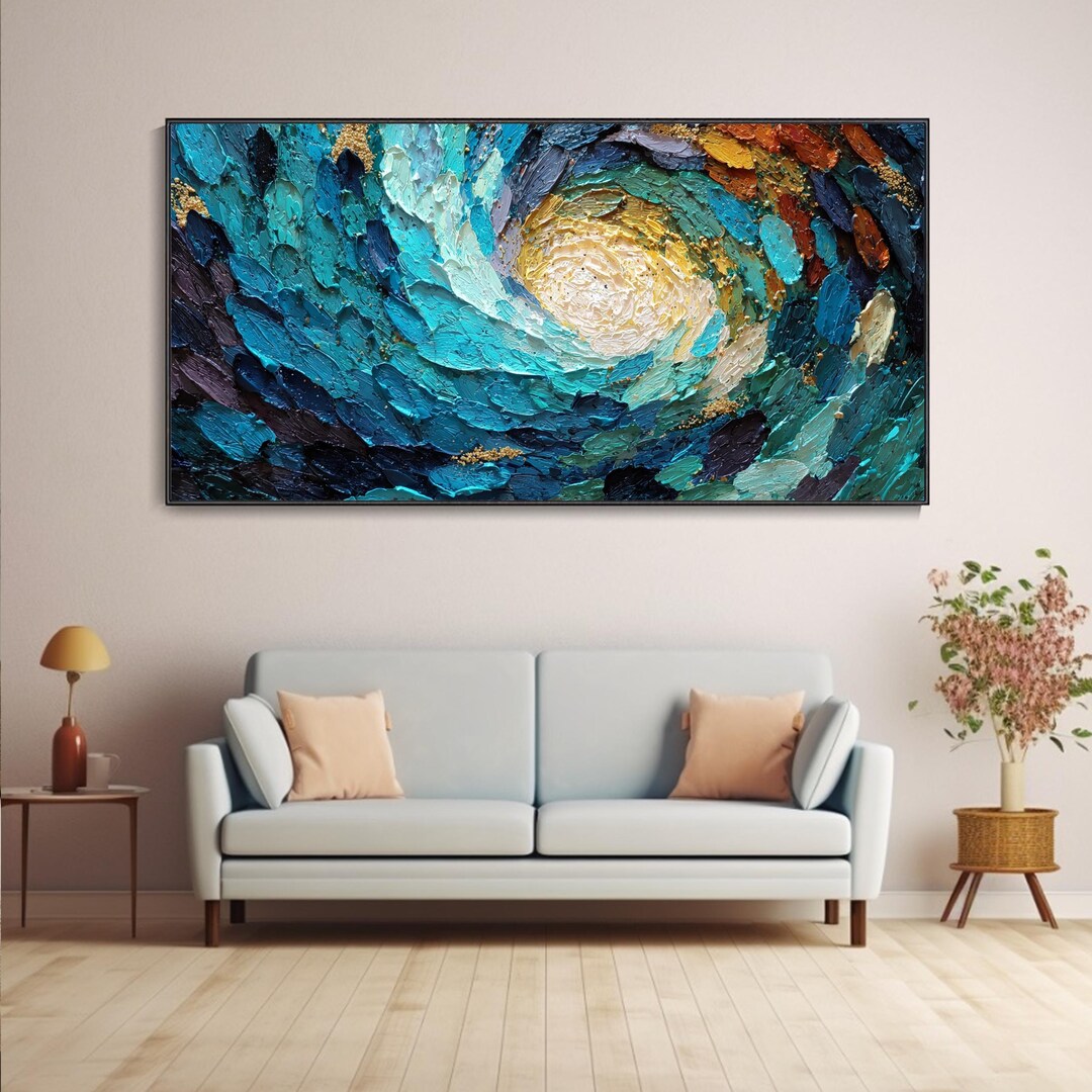 Vibrant 3D Embossed Textured Swirling Water Wall Painting Colourful ...