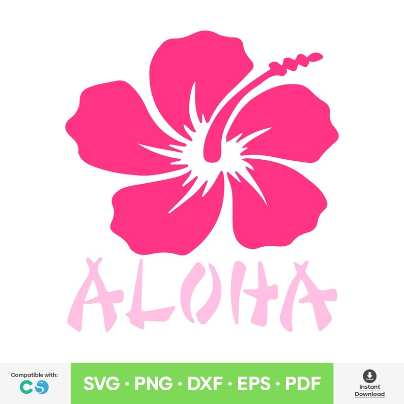 Pink Aloha SVG Hibiscus Flower Aloha PNG Hawaii Aloha DXF Eps Pdf Digital File Instant Download ...