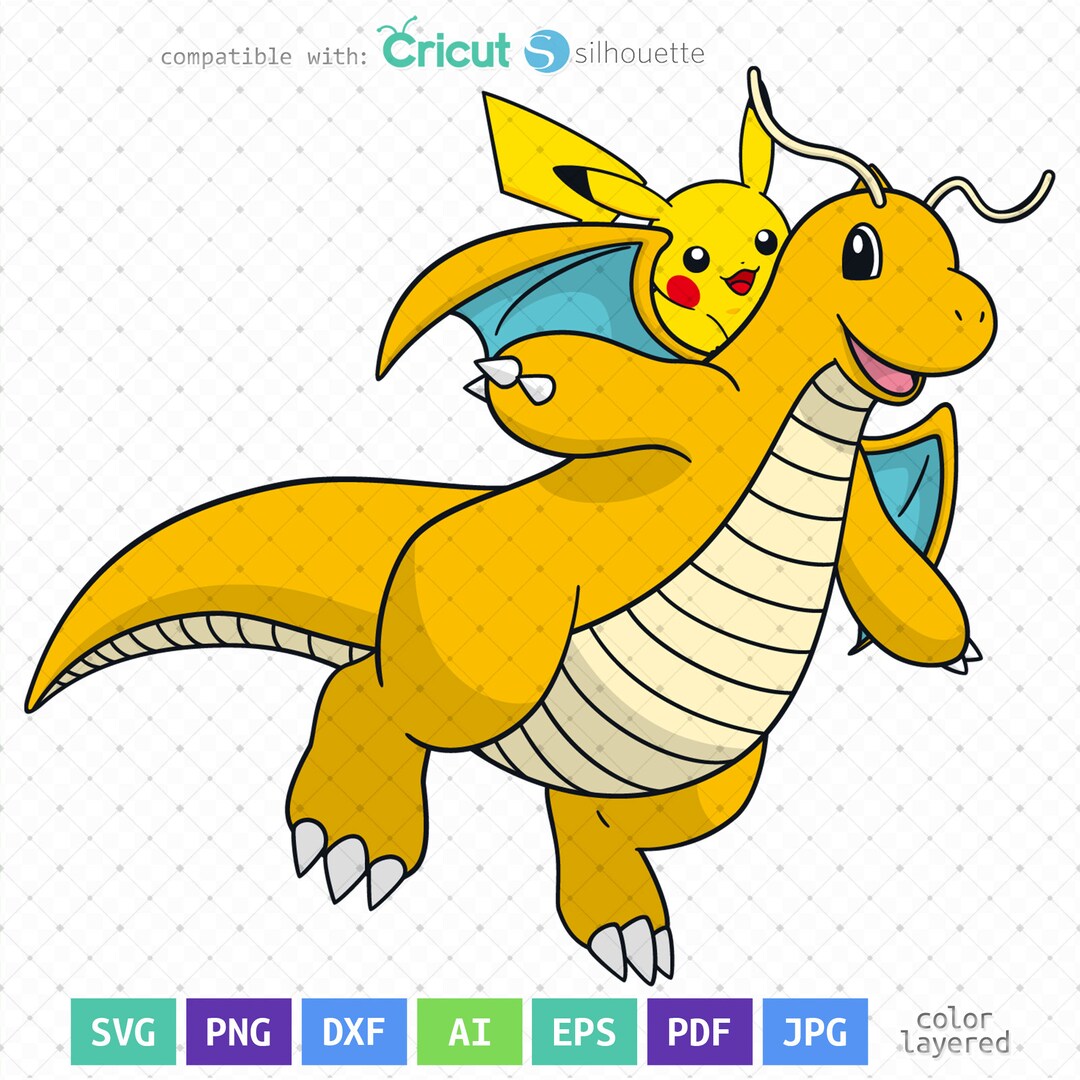 LAYERED Cute Pika Flying With D-nite SVG Cartoon Design PNG Birthday ...