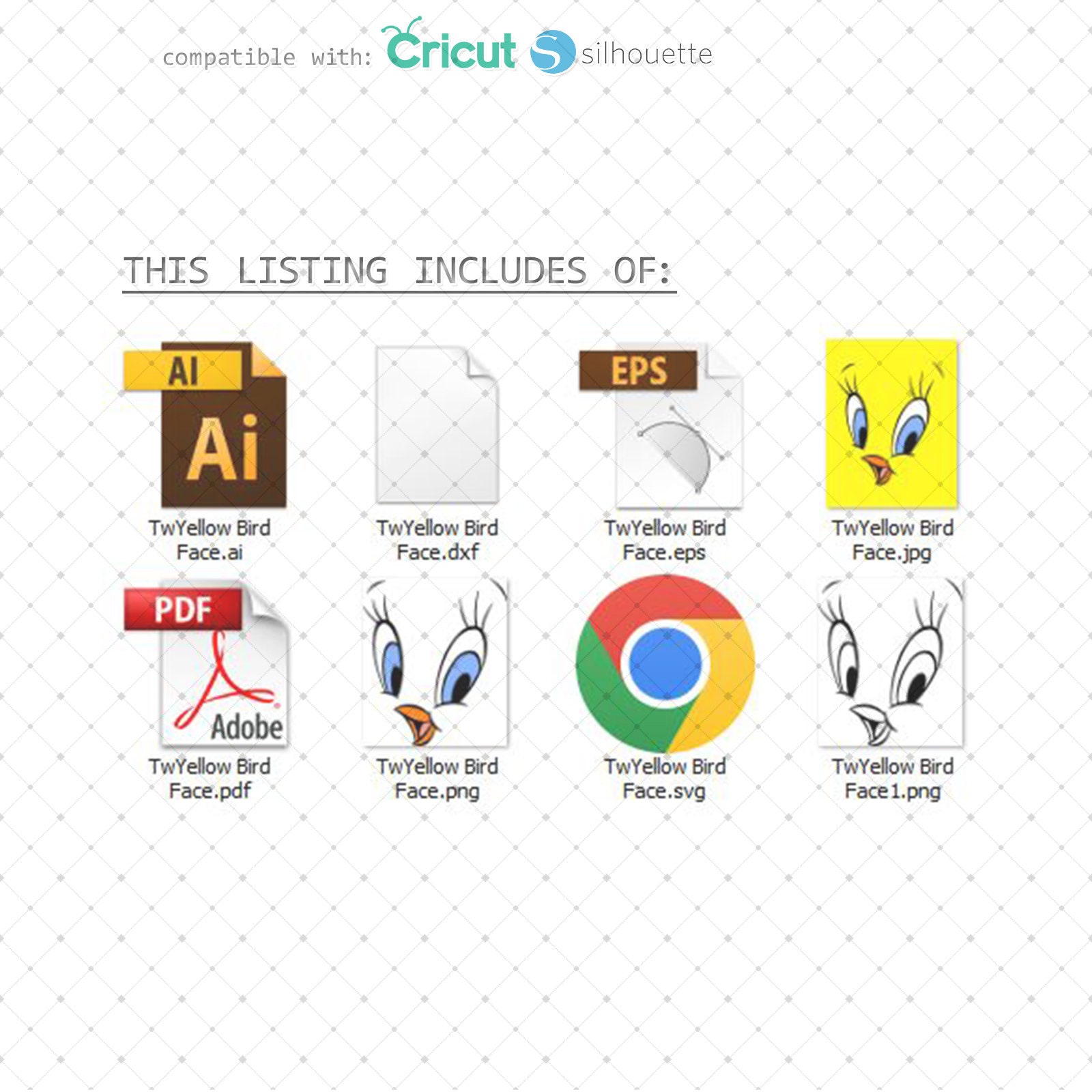 LAYERED Tw Yellow Bird Face SVG Cartoon PNG Instant Digital Download ...