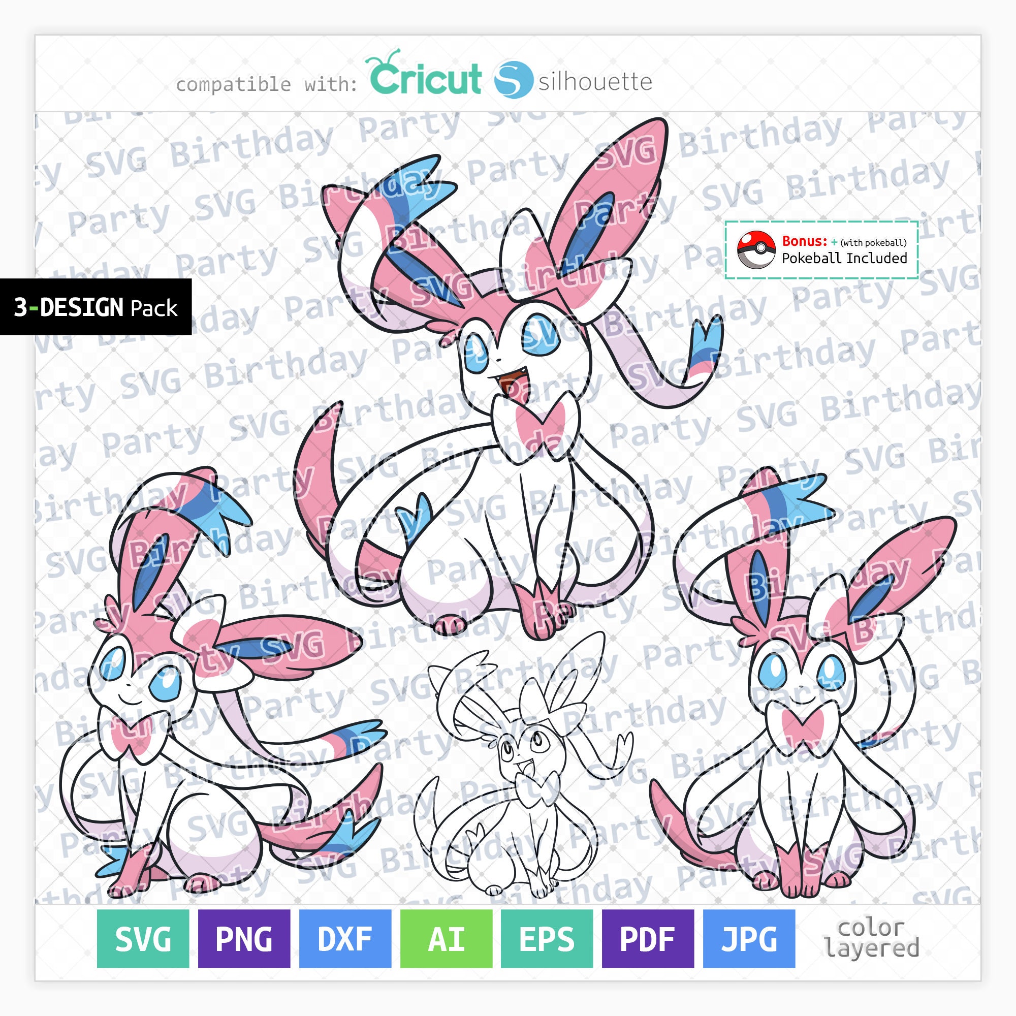 LAYERED 3 Different Sylv Designs Eon SVG Cartoon PNG Birthday Svg ...