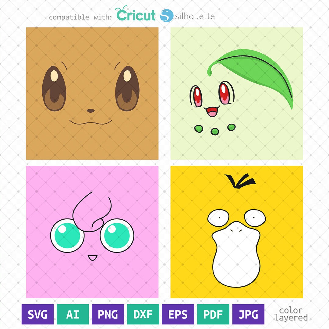 LAYERED 4 Faces P. Pack-2 SVG Cartoon PNG Instant Digital Download ...