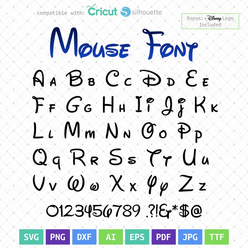 Mouse Alphabet SVG Mouse Font Letters TTF Text Cartoon PNG Instant ...
