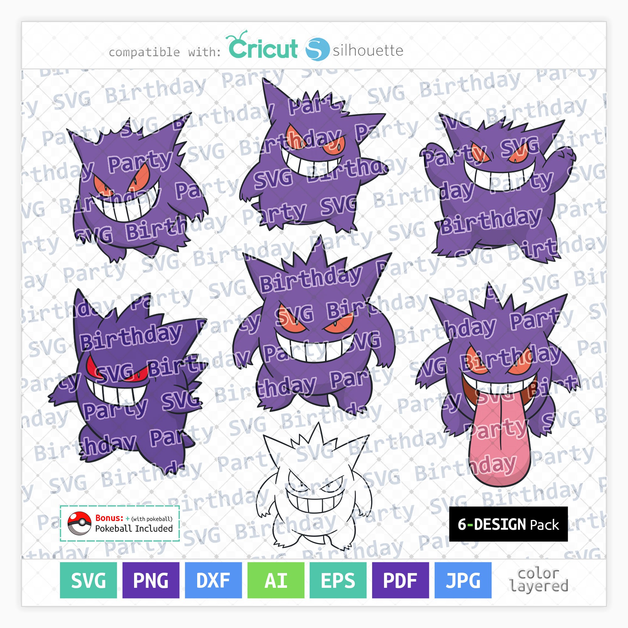 LAYERED 6 Different Geng Designs SVG Cartoon PNG Birthday Instant ...