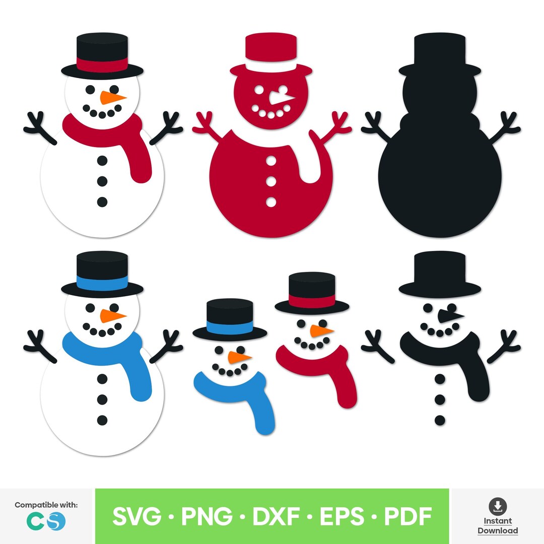 7 Pcs. Snowman SVG PNG DXF Eps Pdf Instant Download - Etsy