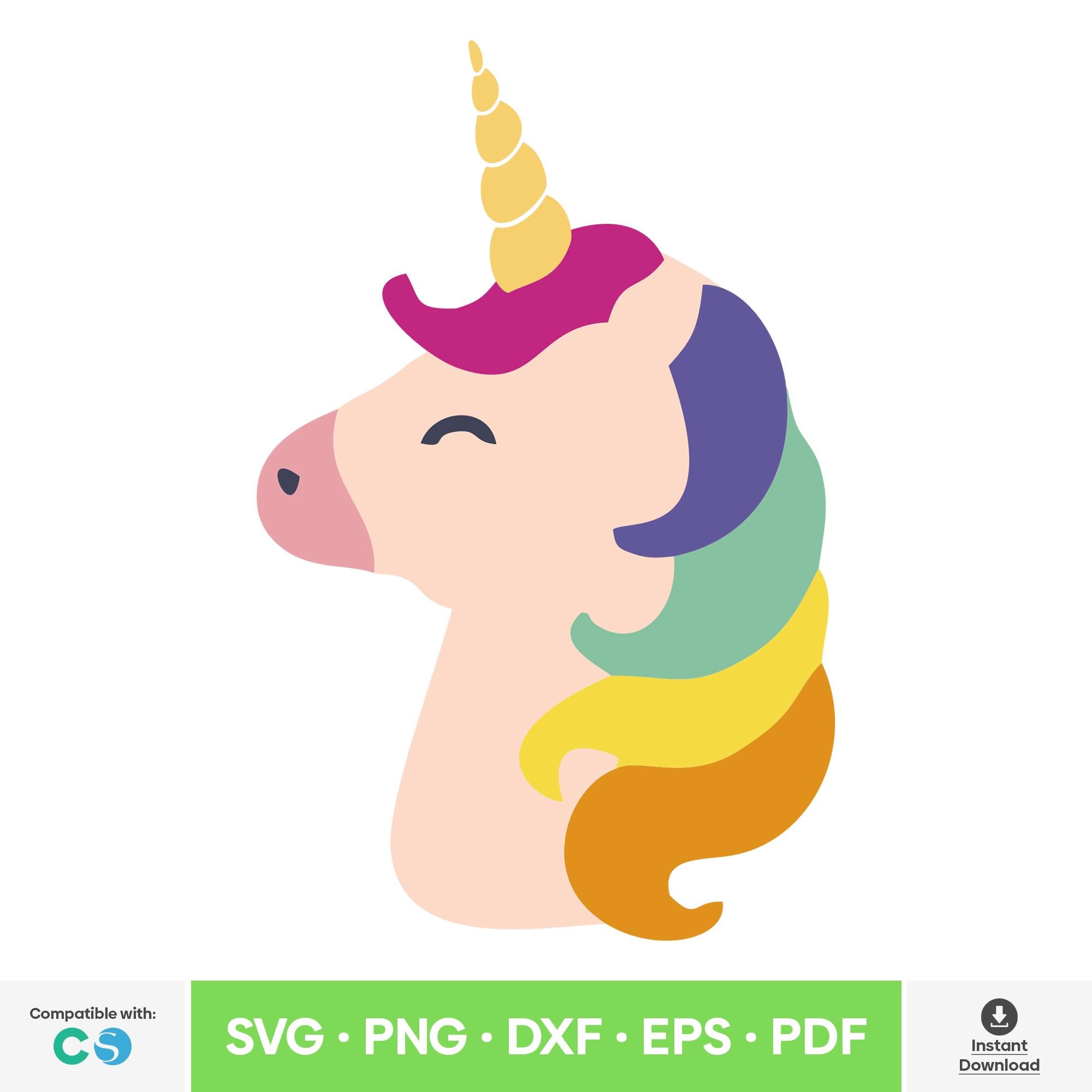 Rainbow Profile Unicorn SVG Classic Unicorn Head Clipart PNG Cute ...