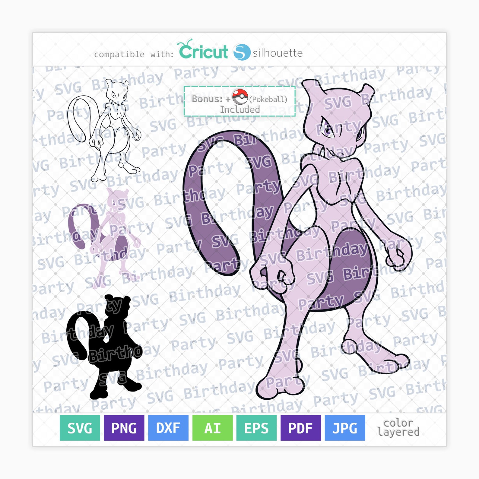 LAYERED Mewt Cartoon SVG Birthday PNG Instant Digital Download Clipart ...
