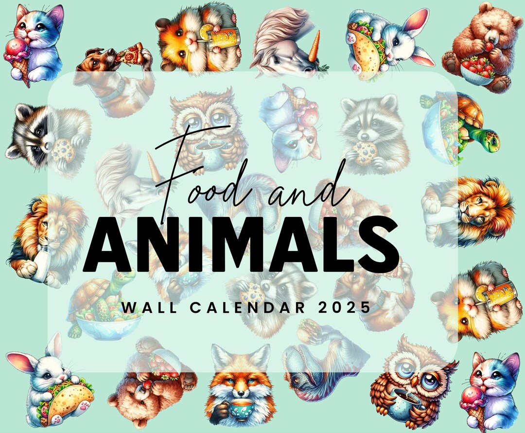Funny Foodie Animals Wall Calendar 2025, Love Food Animals Calendar ...