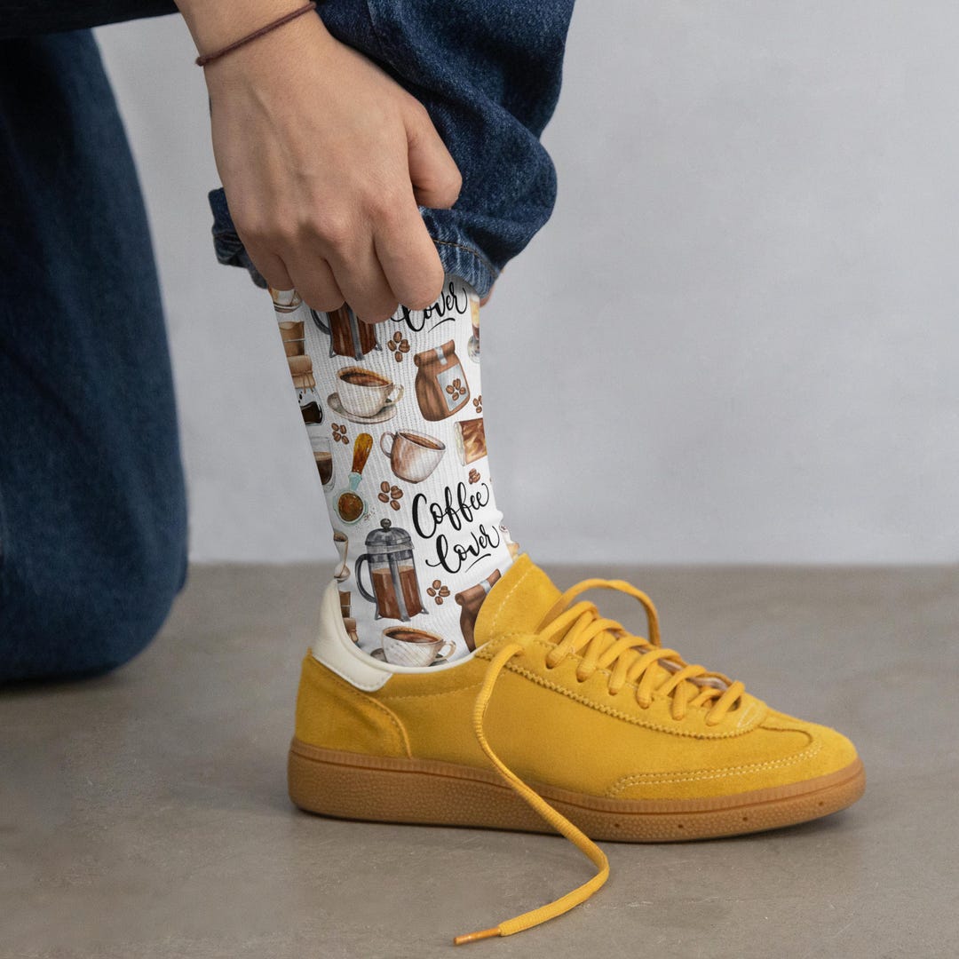 Coffee Socks, Novelty One Size Crew Socks, Silly Unisex Brunch Gift for ...