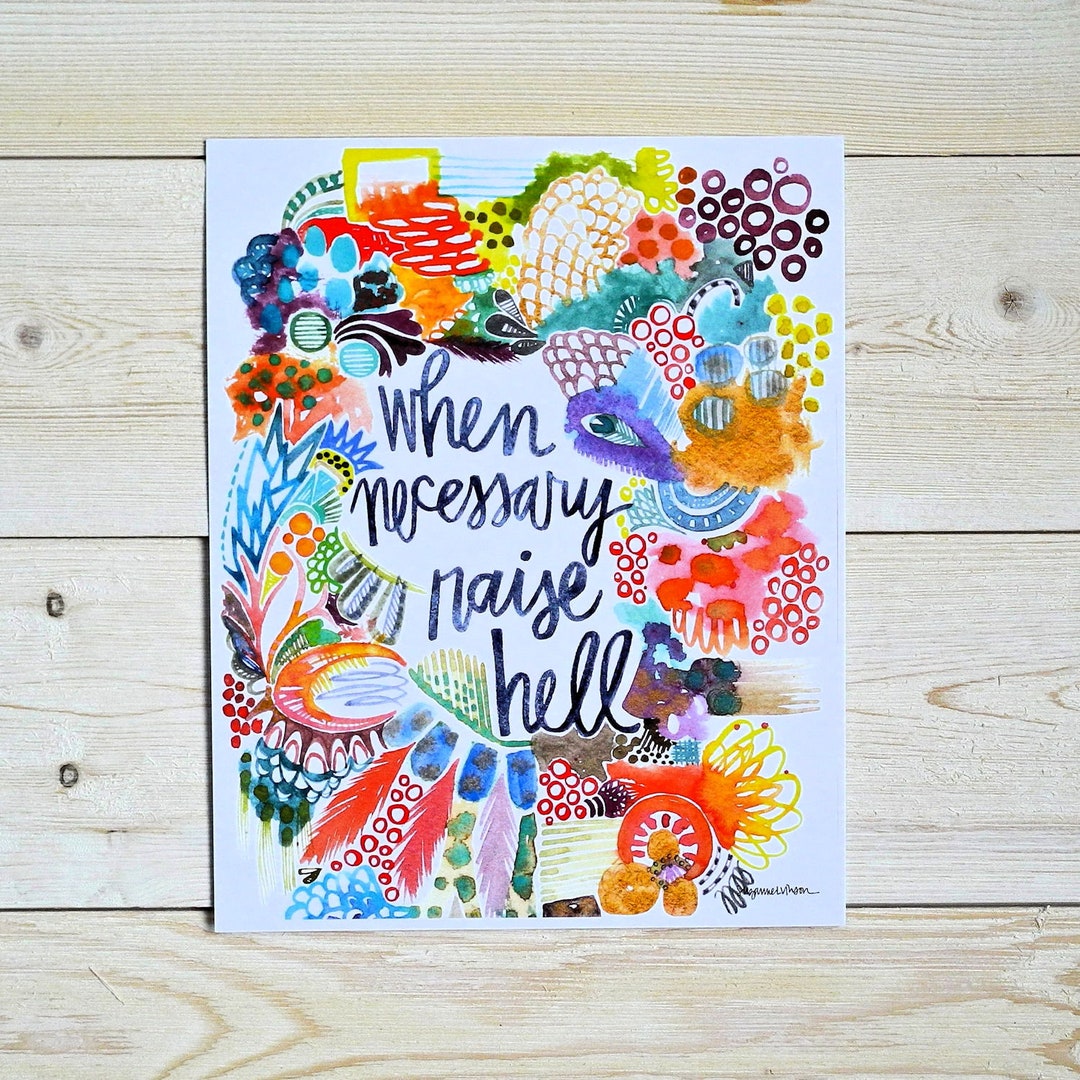 Raise Hell Art Print: Colorful Political Protest Poster (8x10 Inches ...