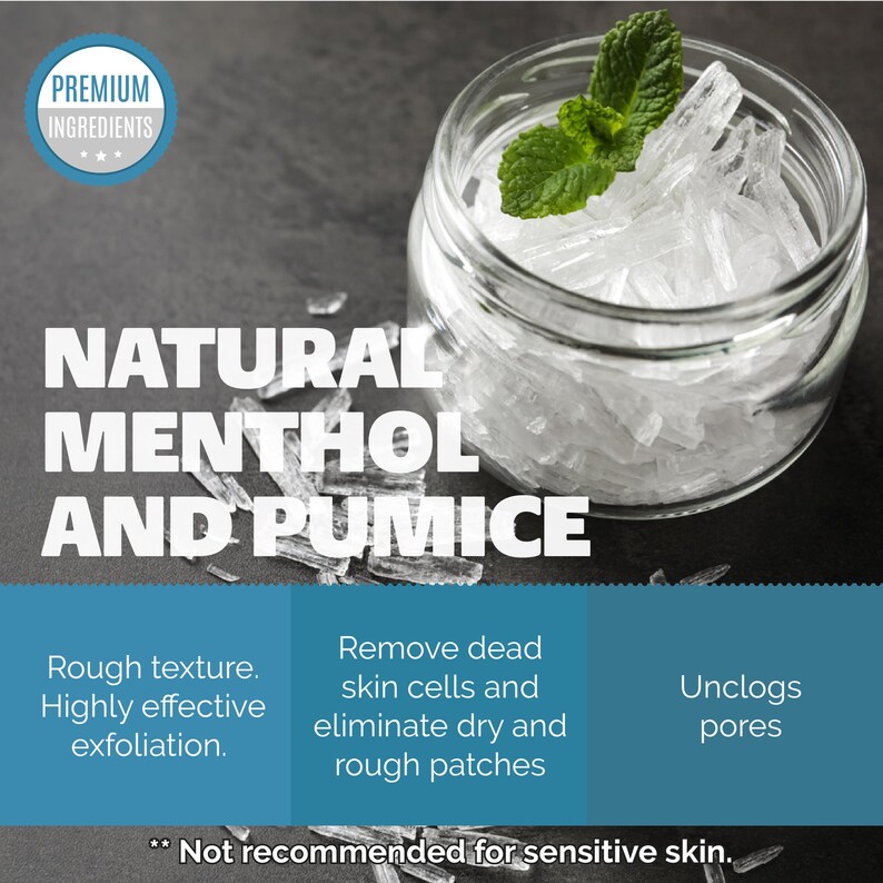 Exfoliating Bar Soap: Natural Menthol, Pumice Sand - Vegan, Cruelty ...