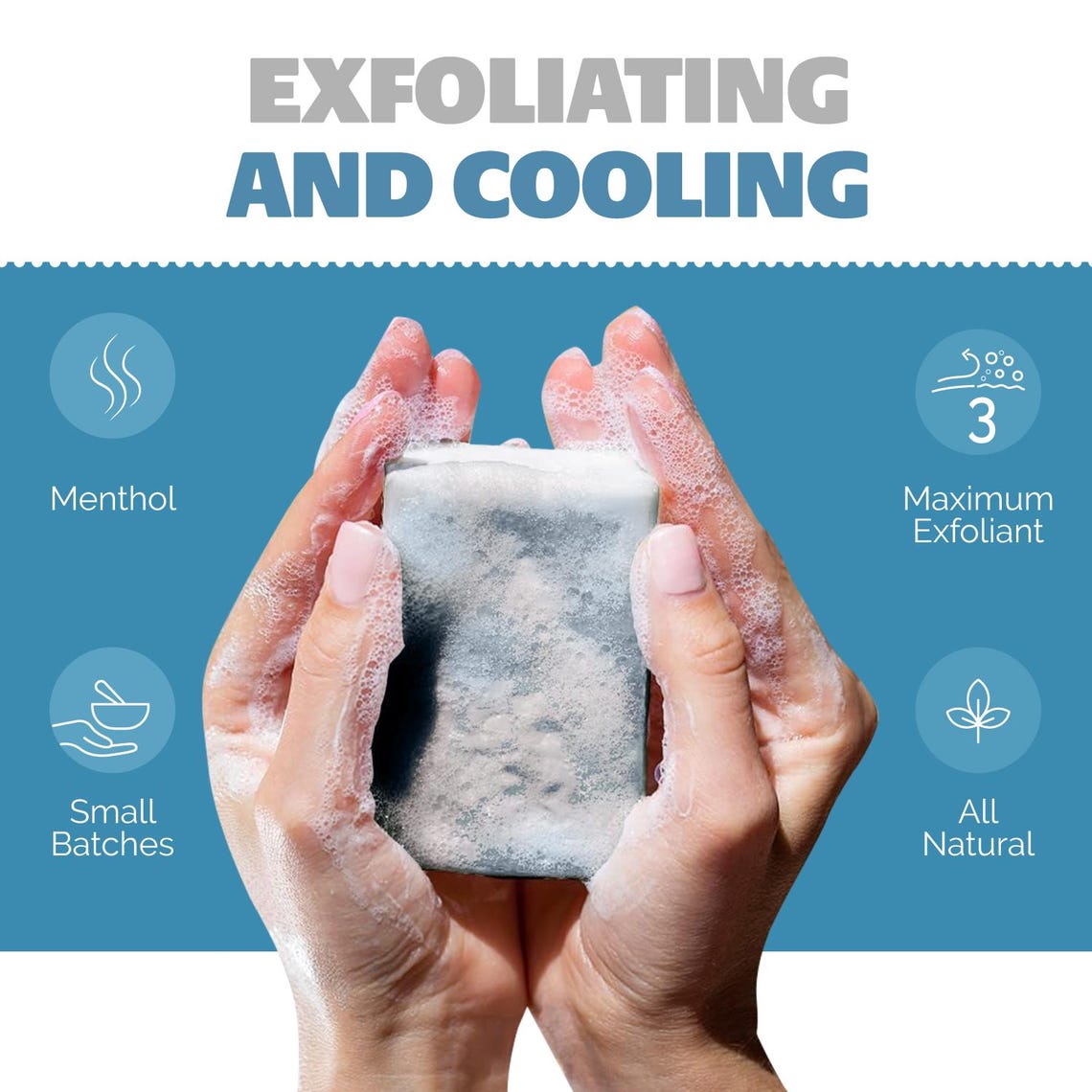 Exfoliating Bar Soap: Natural Menthol, Pumice Sand - Vegan, Cruelty ...