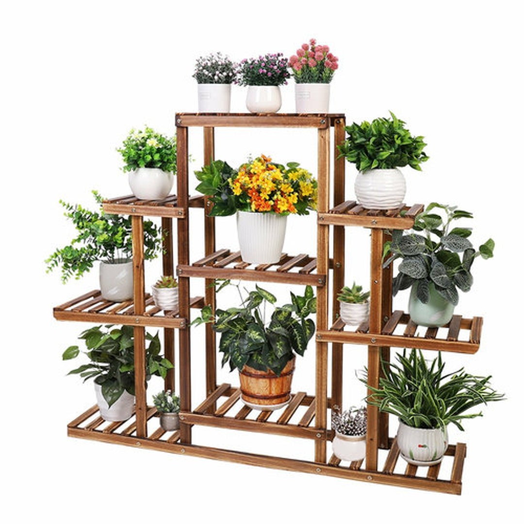 Multi-level 9-tier Wooden Plant Display Rack - Etsy