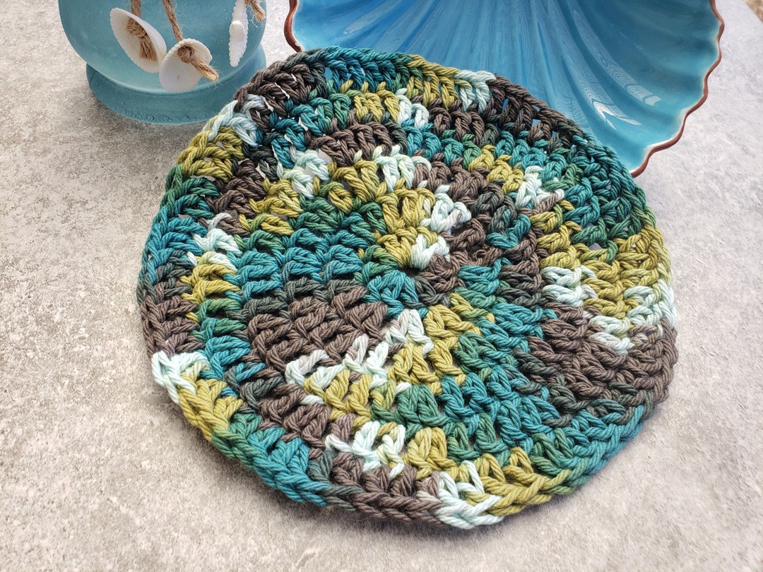 Handmade Crocheted 100% Cotton Cloth Dishcloth Washcloth Round Scrubber ...