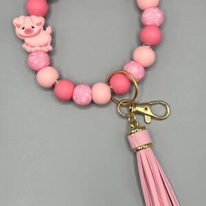 Wristlet Bracelet Keychain Car Key Accessory Pig Farm Animal Oink ...