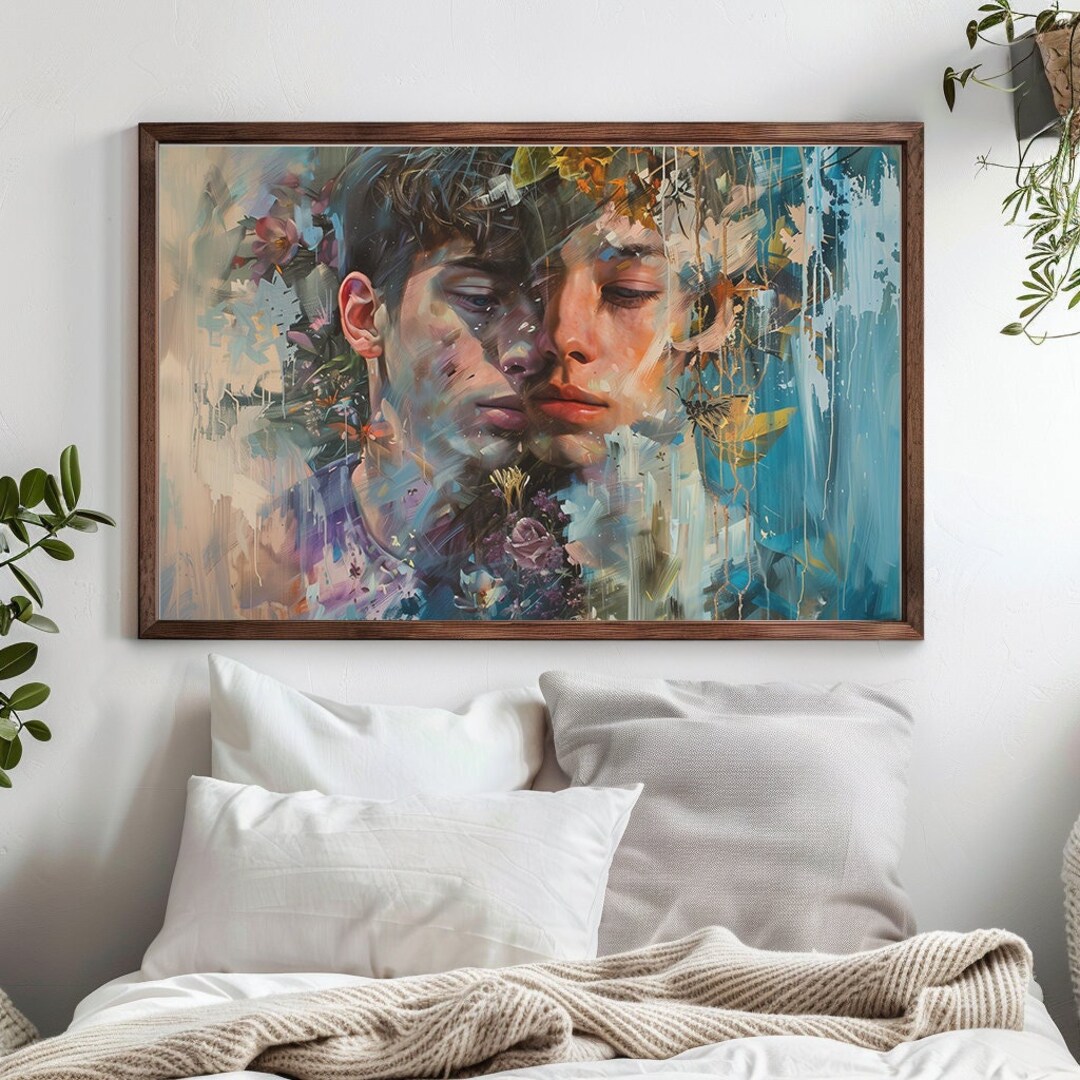 Two Boys Oil Painting, Lgbt Painting, Vintage Oil Painting, Boys Oil ...