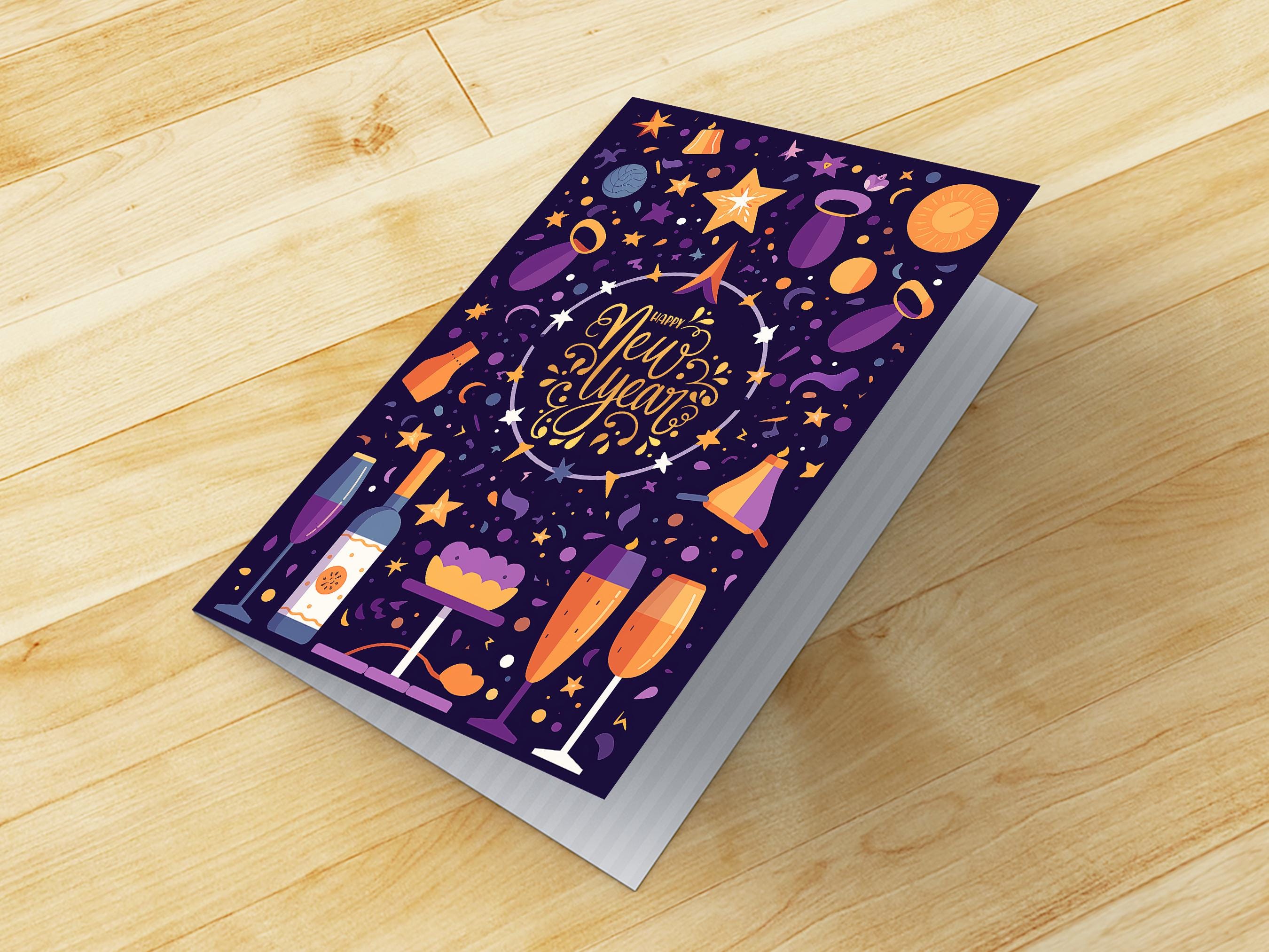 New Year's Greeting Card Template, 2025 New Year Invitation, New Year ...