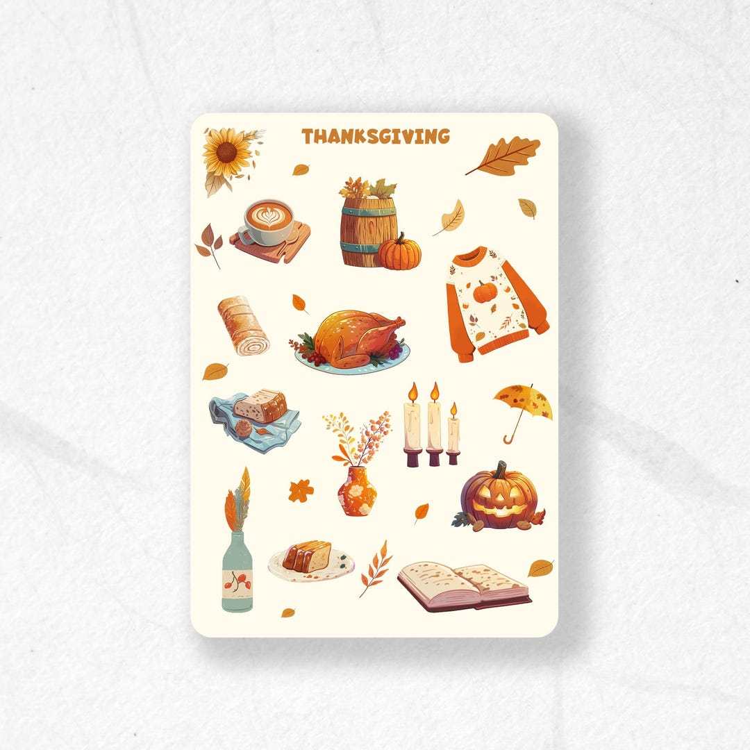 19 Thanksgiving-themed Stickers. Digital or Printed for Journals ...