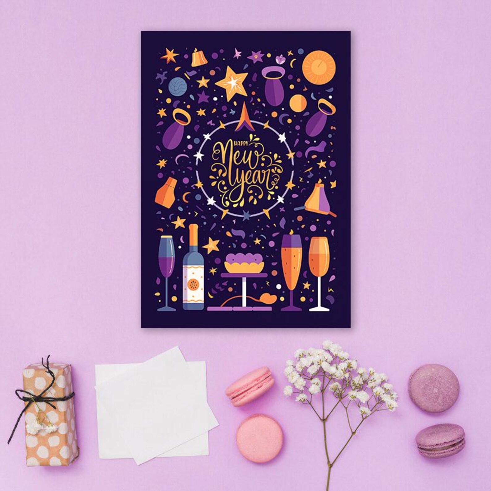 New Year's Greeting Card Template, 2025 New Year Invitation, New Year ...