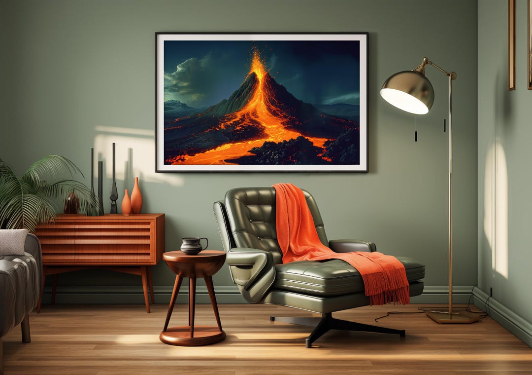 Volcano Eruption Landscape Print Set: Dramatic Hawaii Inspired Art ...