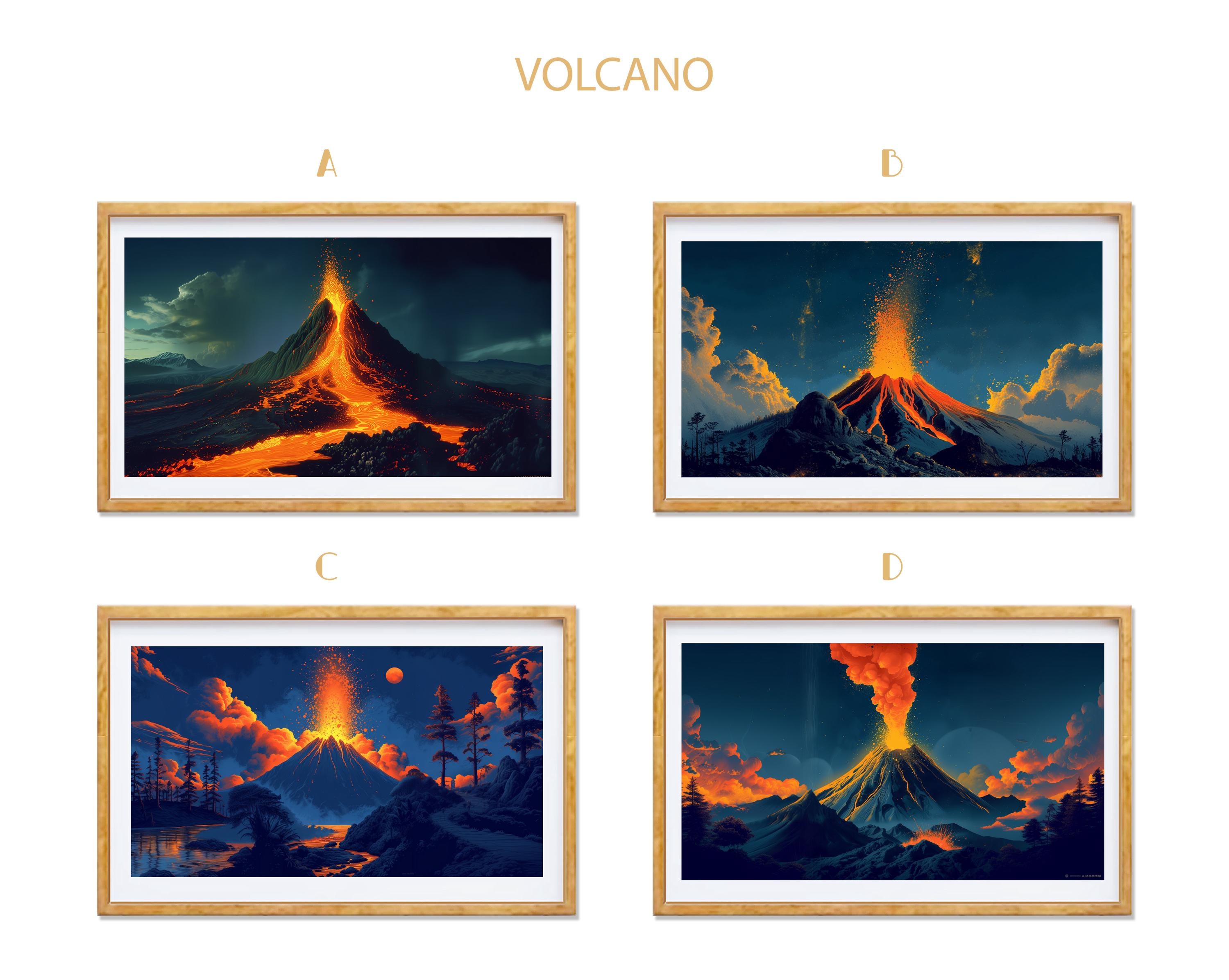 Volcano Erupting Landscapes, a Set of 4 High Resolution Digital Images ...