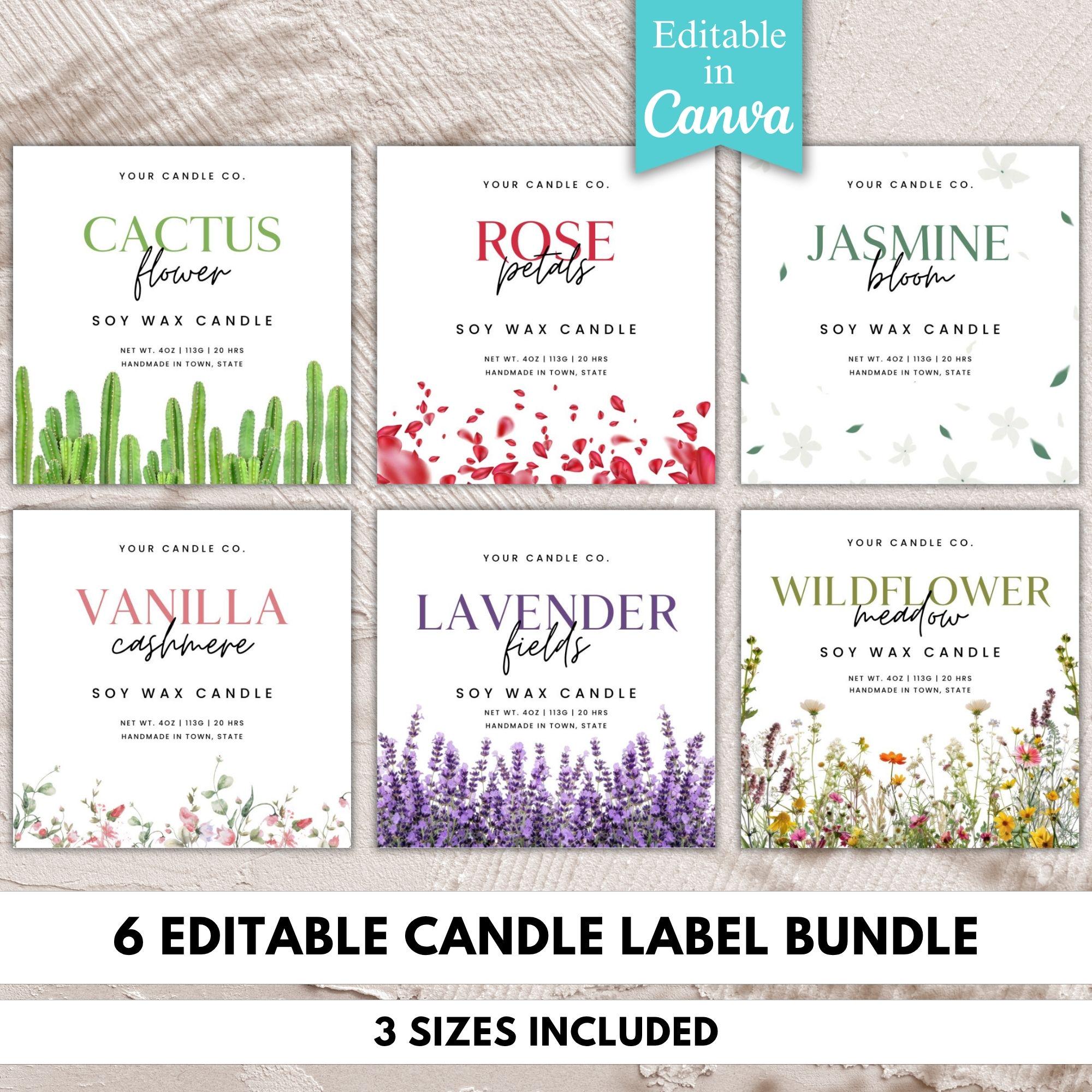 Editable Candle Label Bundle, Luxury Candle Label Designs, Modern ...