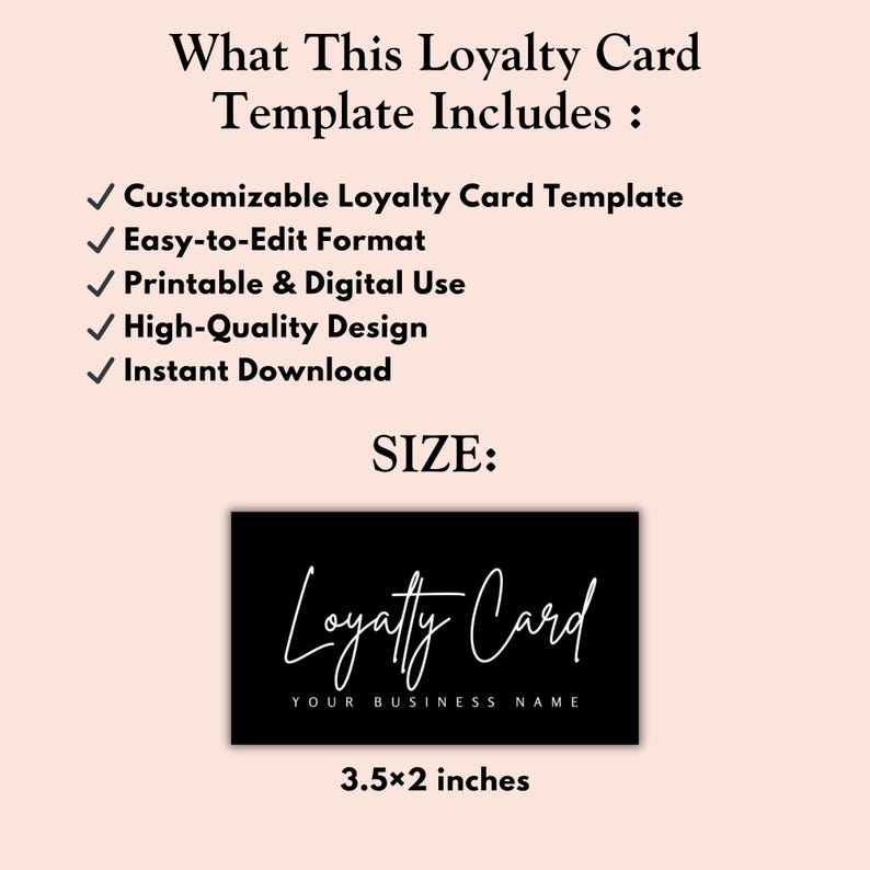 Luxury Loyalty Card Template, DIY Salon Rewards Punch Card, Black ...