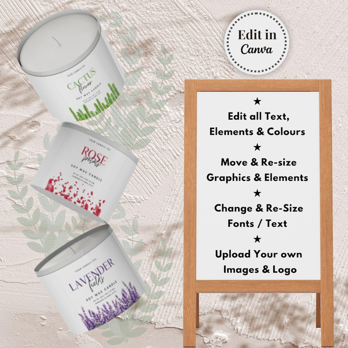 Editable Candle Label Bundle, Luxury Candle Label Designs, Modern ...