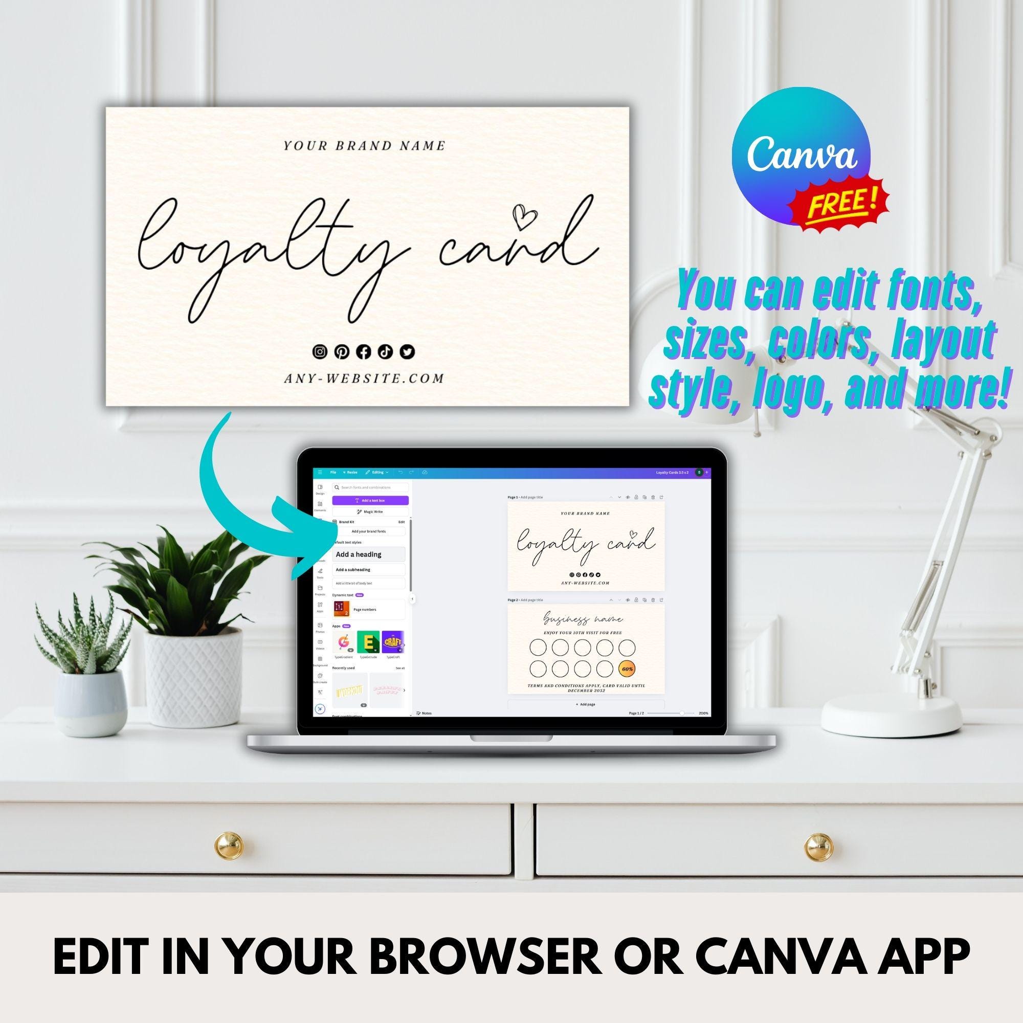 Loyalty Card Template, Customizable Reward Card, Small Business ...