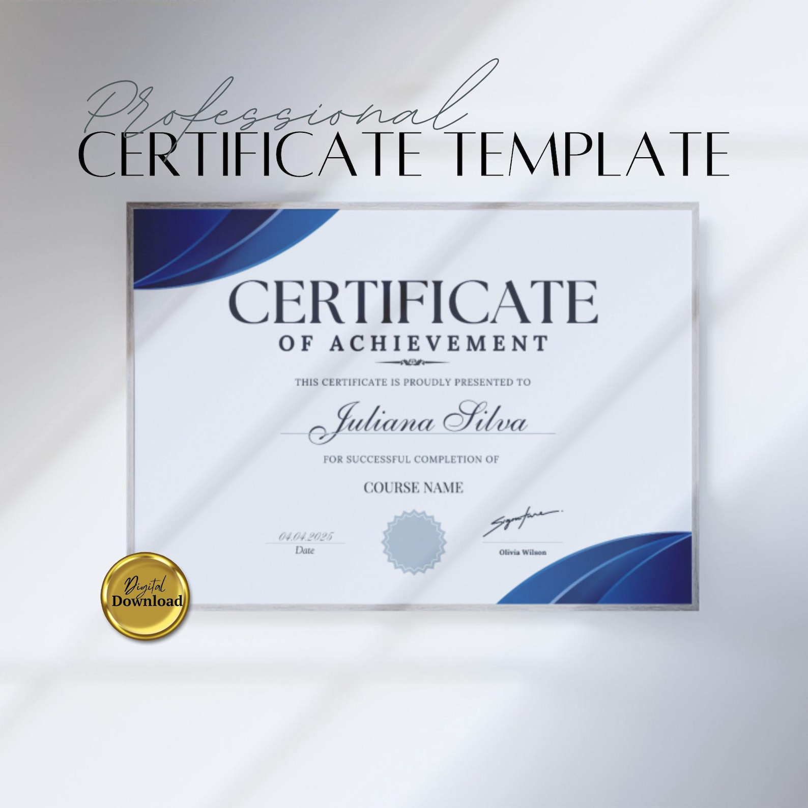 Editable Certificate of Achievement Template, Printable Appreciation ...
