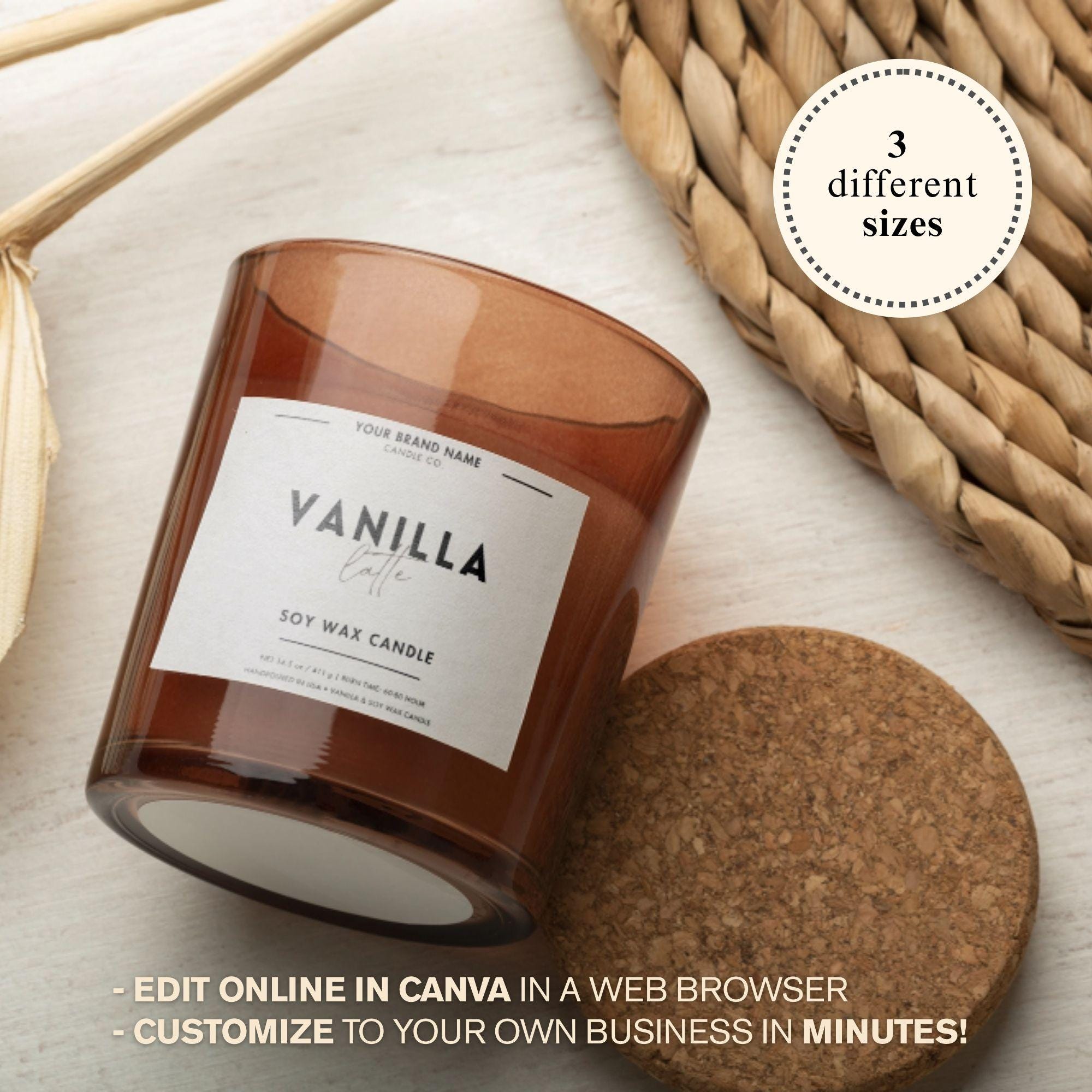 Editable Candle Label Bundle | 6 Customizable Templates for Soy Wax ...