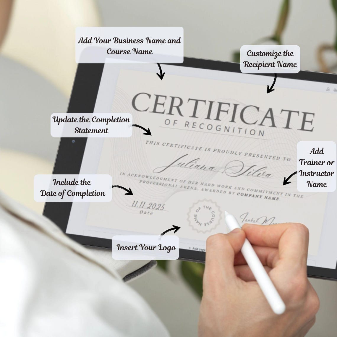 Certificate of Recognition Template, Printable Course Certificate of ...