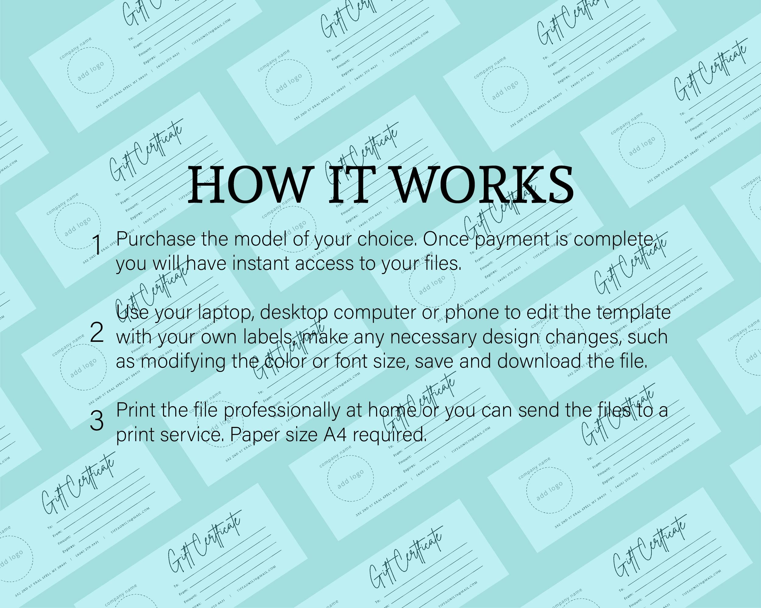 Modern Editable Gift Certificate Template, Customizable Gift Card ...