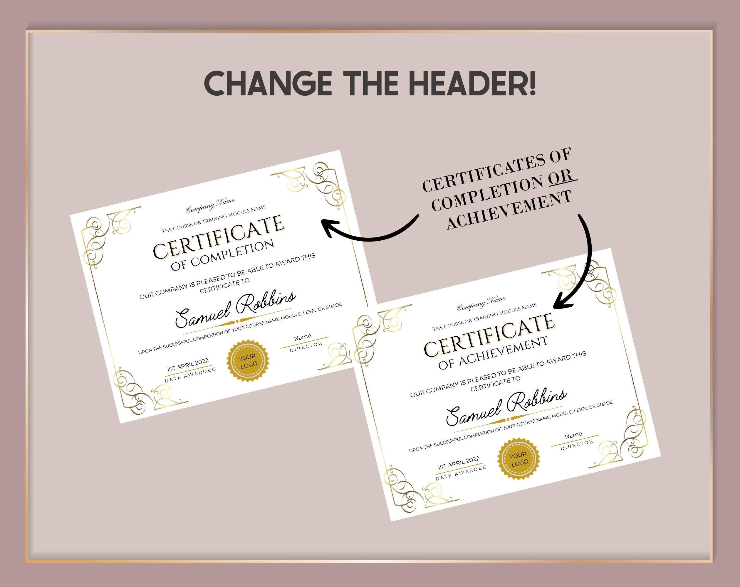 Editable Beauty Award Certificate Template | Printable Course ...