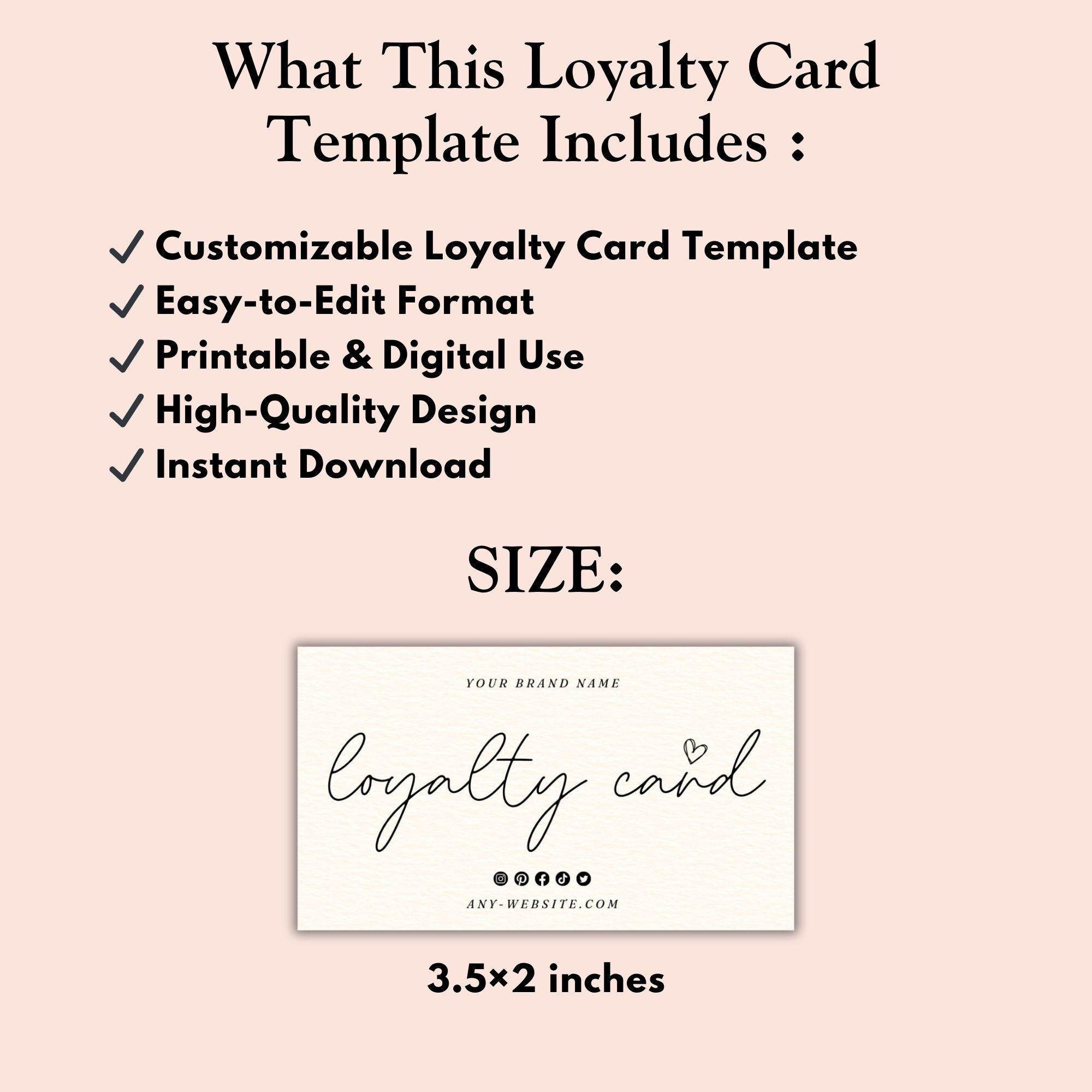 Loyalty Card Template, Customizable Reward Card, Small Business ...