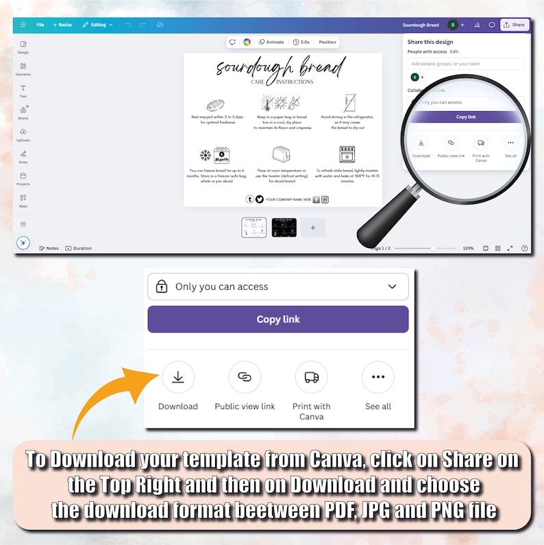 Sourdough Bread Care Card | Printable Bread Storage & Freshness Guide ...