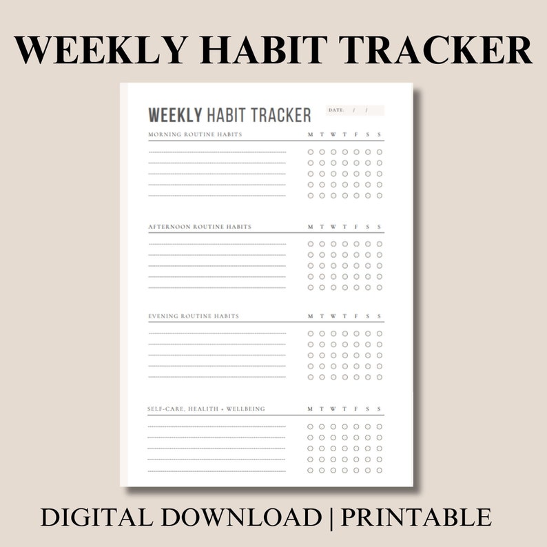 Weekly Habit Tracker Printable - Etsy