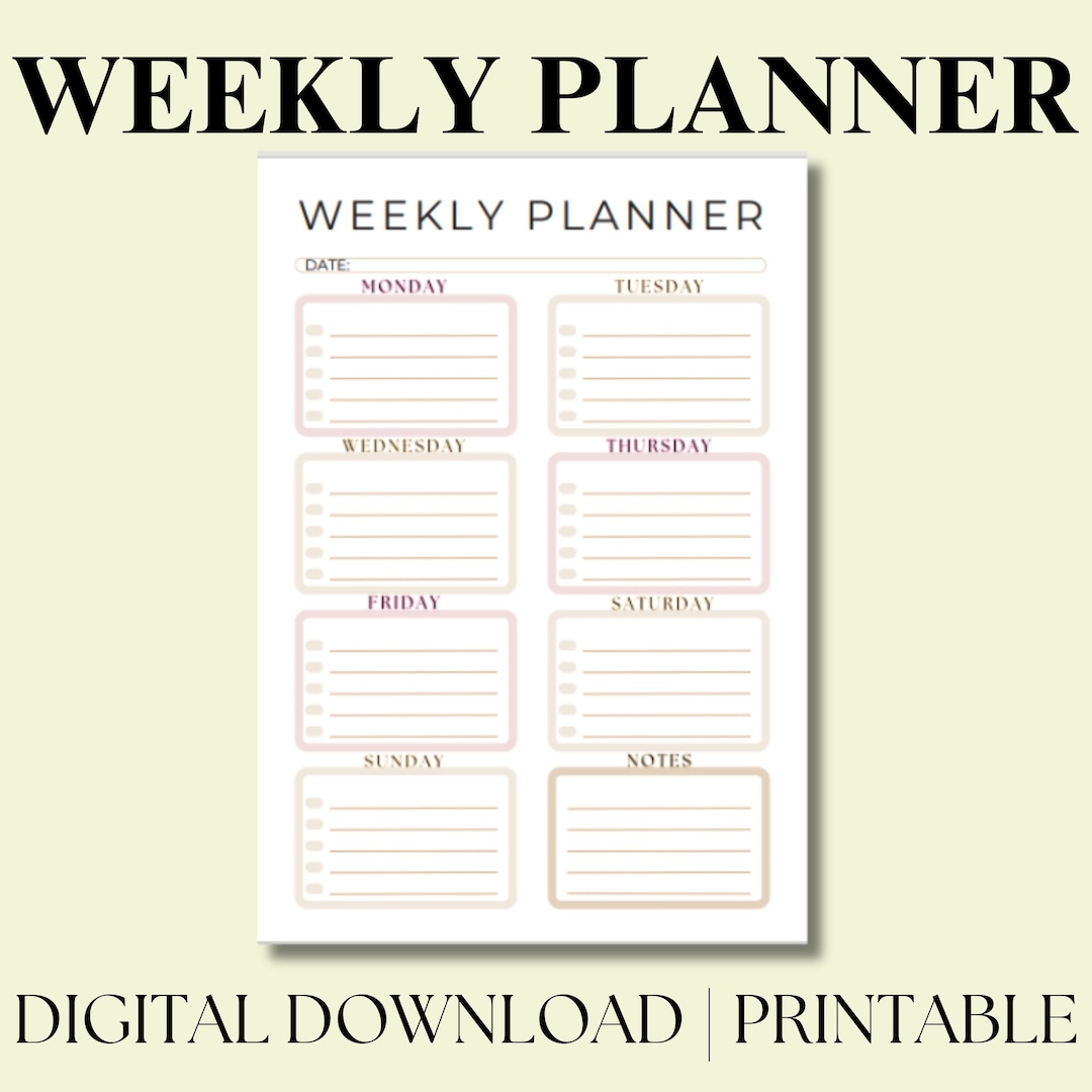 Weekly Planner Printable - Etsy