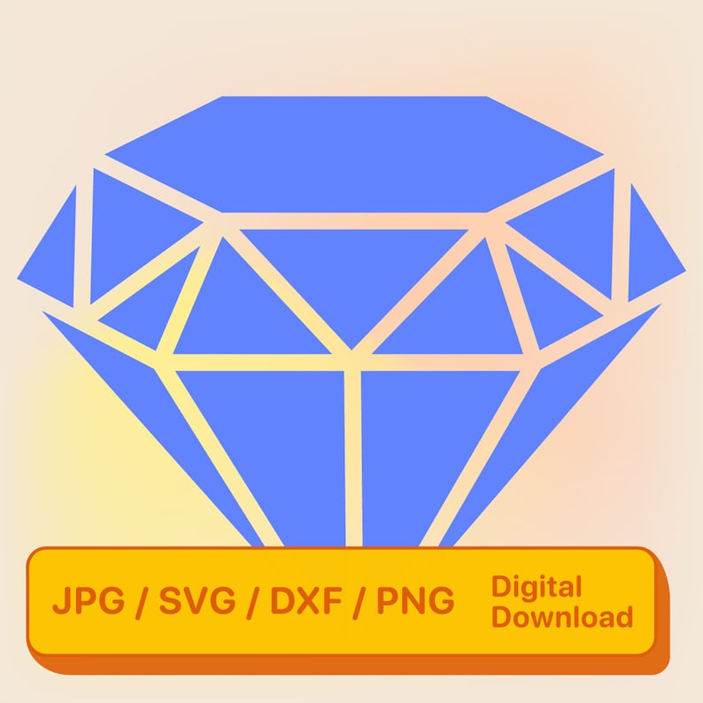 Diamond SVG • Engagement Ring Diamond • 3D Diamond Digital Cut File ...
