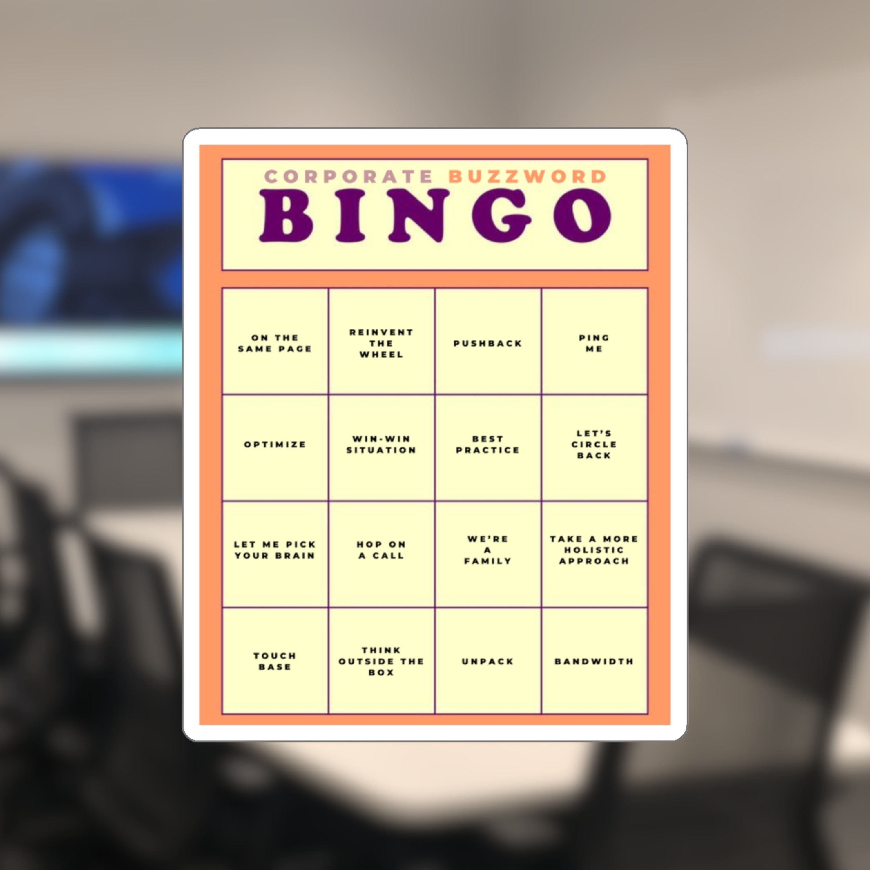 Corporate Buzzword BINGO Sticker Round Sticker Indoor Outdoor Sticker ...