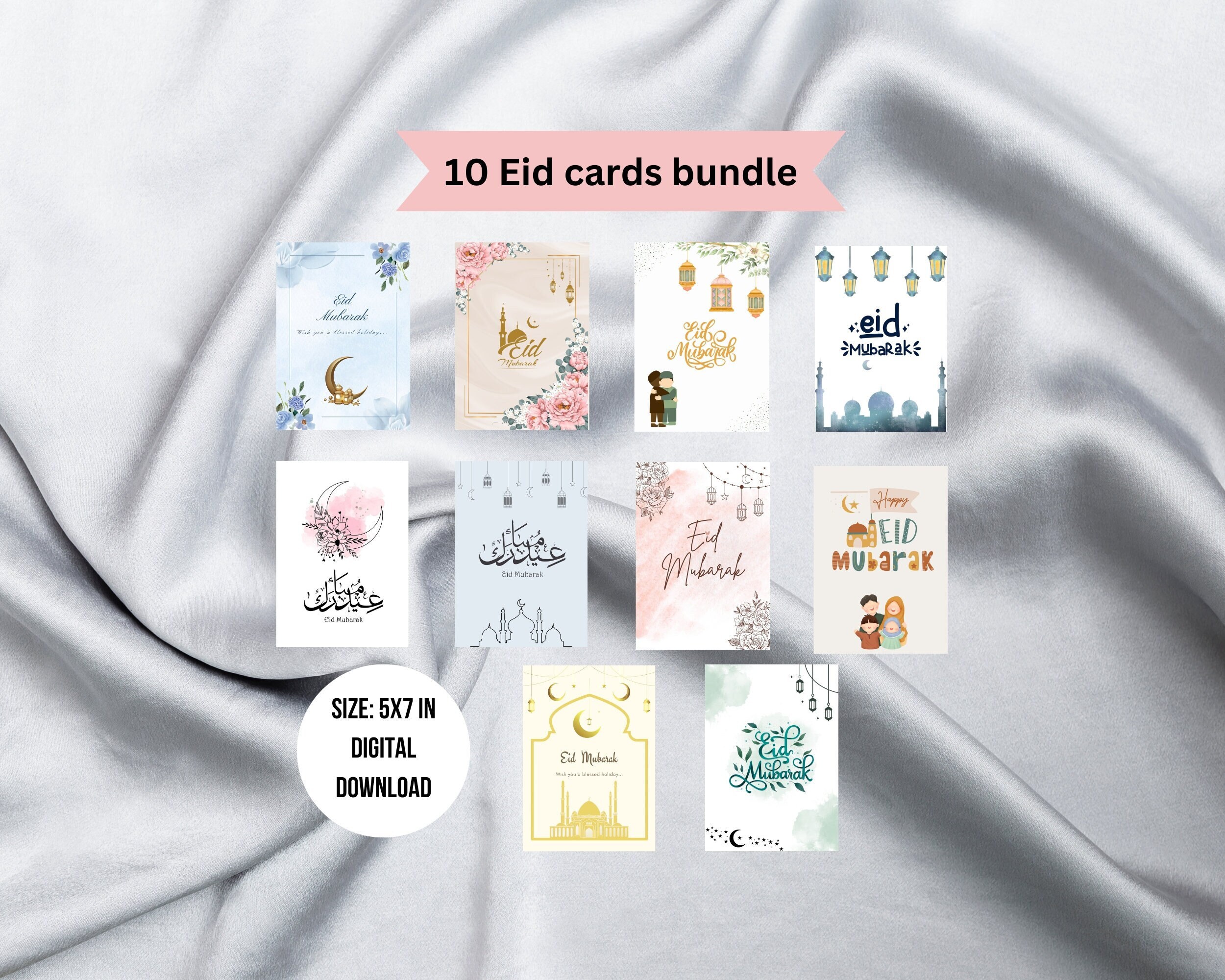 Eid Cards Pack of 10 Eid Mubarak Cards Bundle Greeting Cards for Eid ...