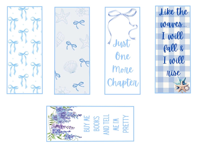 Blue Aesthetic Bookmarks - Etsy